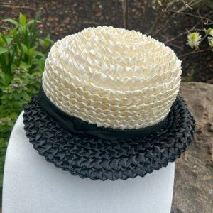 Vintage | Accessories | Vtg Raffia Black White Straw Union Made Hat ...
